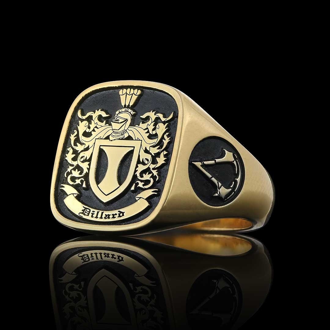 Silver Custom Signet Ring, Coat of Arms Signet Ring, Family Crest Rings ...