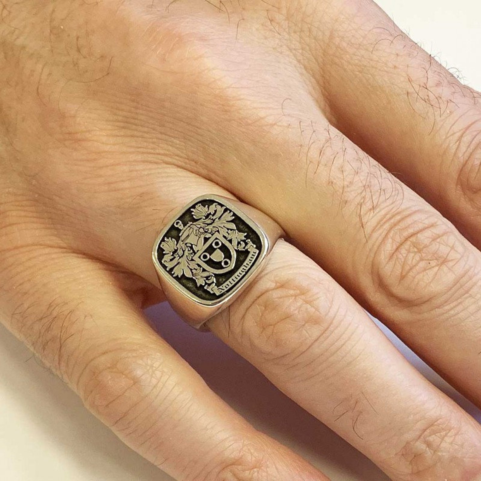 Personalized Signet Ring Coat of Arms Signet Ring Silver - Etsy