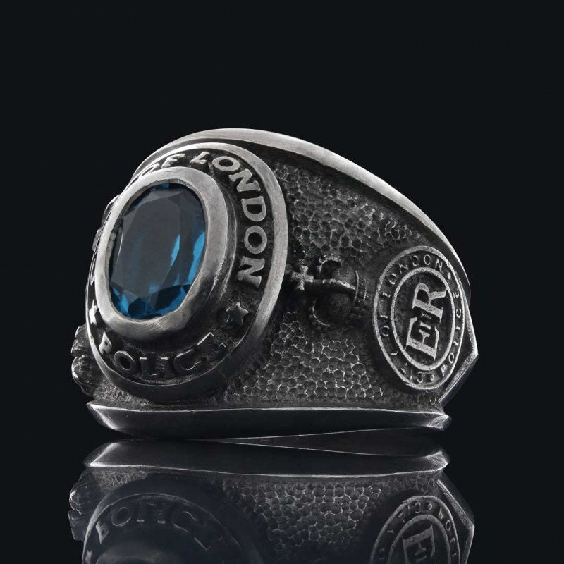 925 Sterling Silver Signet Ring, Logo Ring, Police Gift, Gift for Men ...