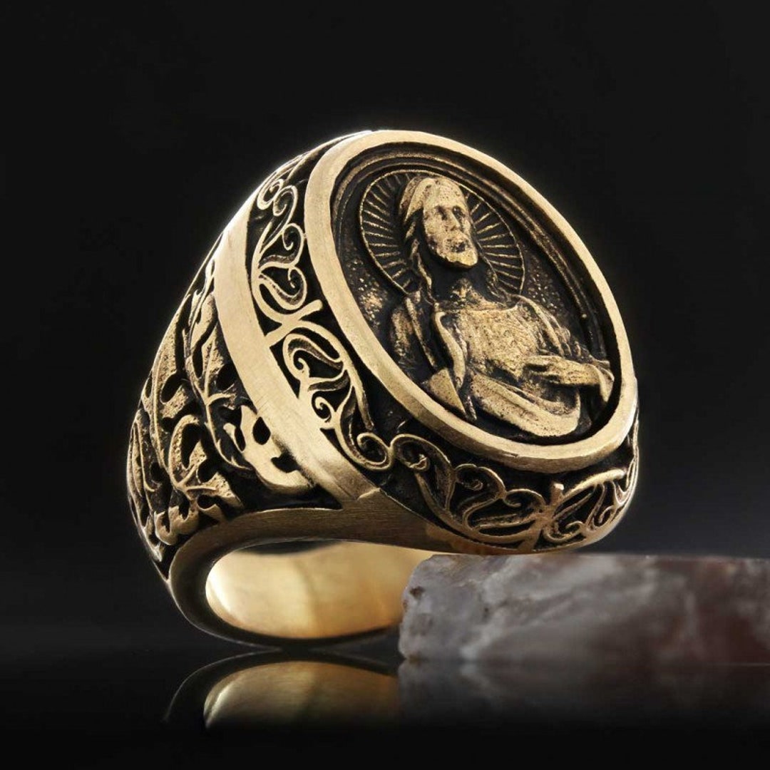 Crown of Light Jesus Ring, Silver Jesus Christ Ring, Mens Jesus Silver ...