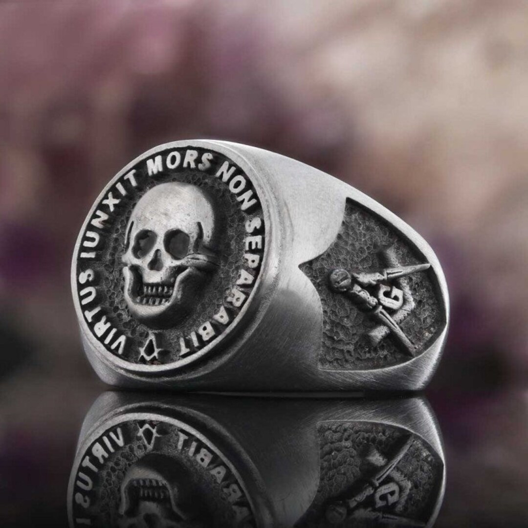 Skull Masonic Ring, Silver Masonic Ring, Silver Lodge Ring, Sterling ...