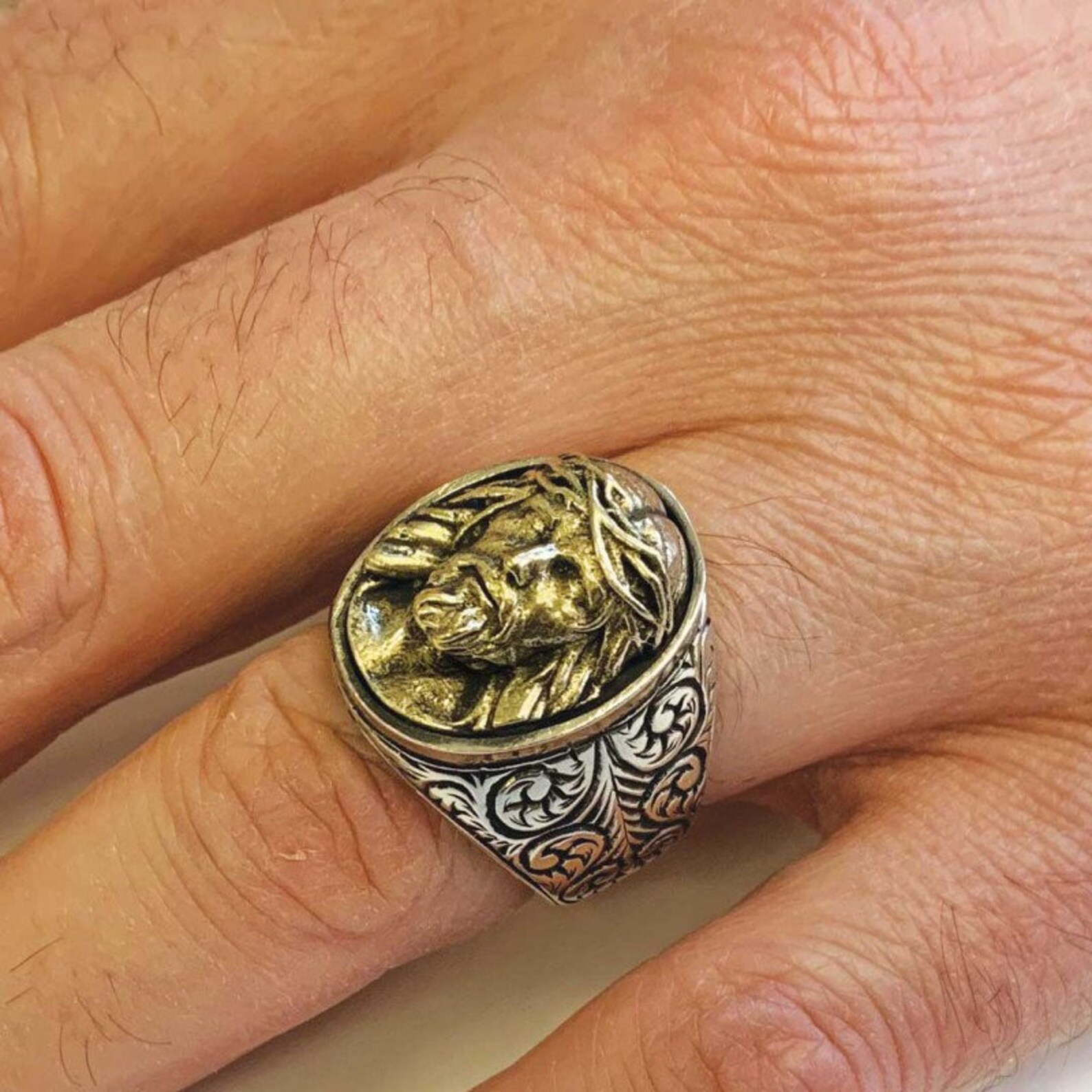 Silver Jesus Christ Ring Mens Jesus Silver Ring Savior Jesus - Etsy