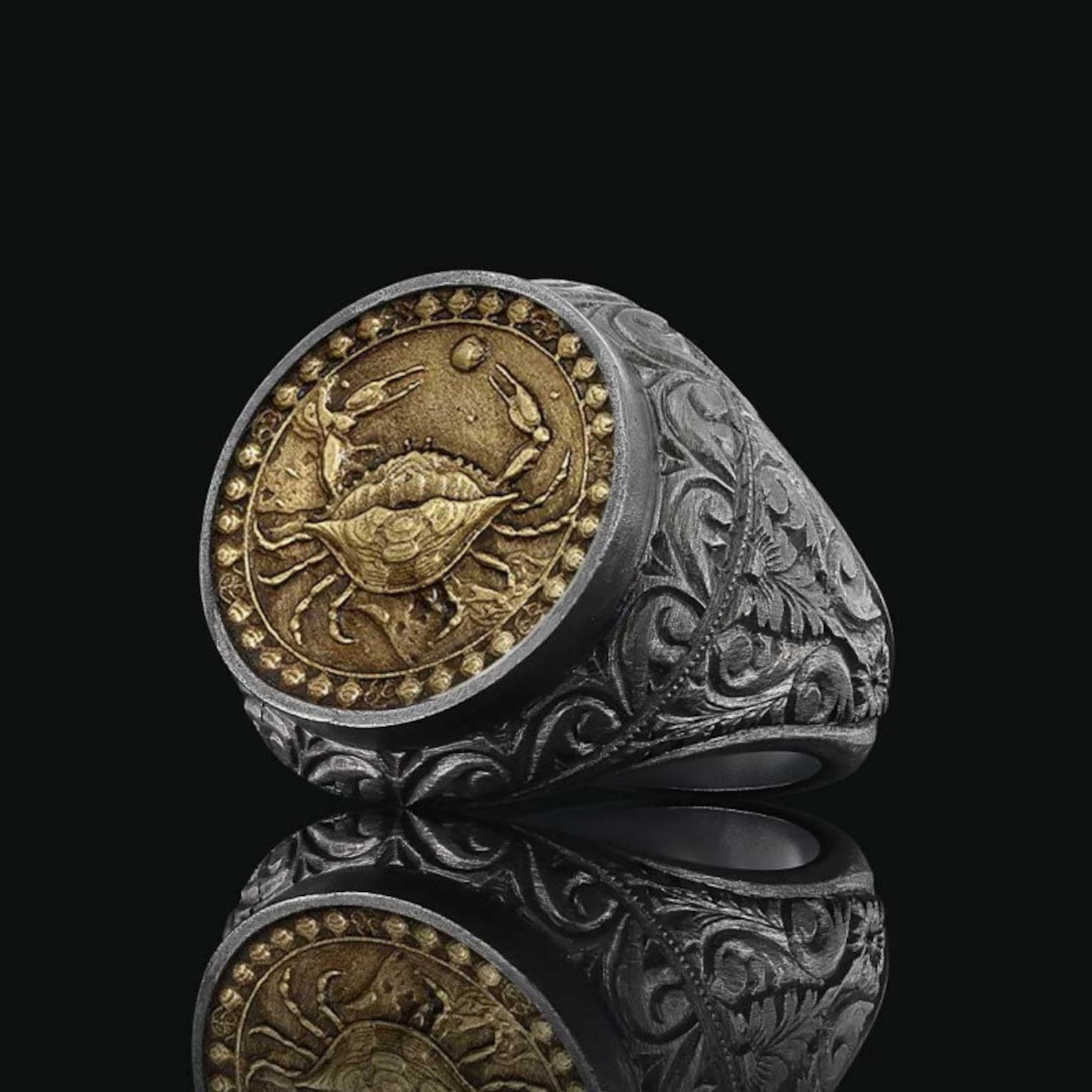 Cancer Zodiac Silver Ring Cancer Ring Birthday Gift | Etsy