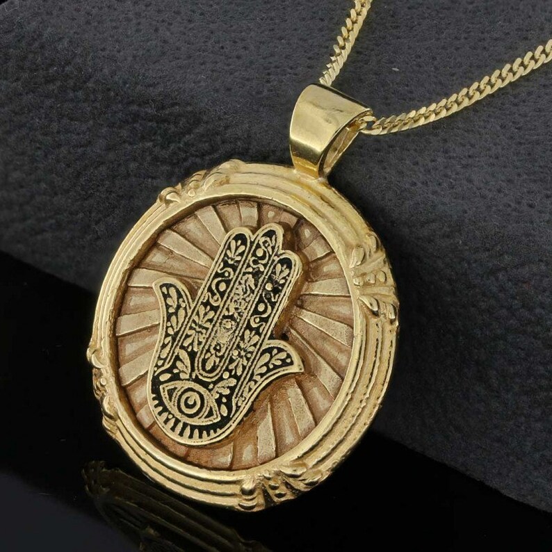 Sterling Silver Hamsa Hand of God Pendant, 925K Sterling Silver Hamsa ...
