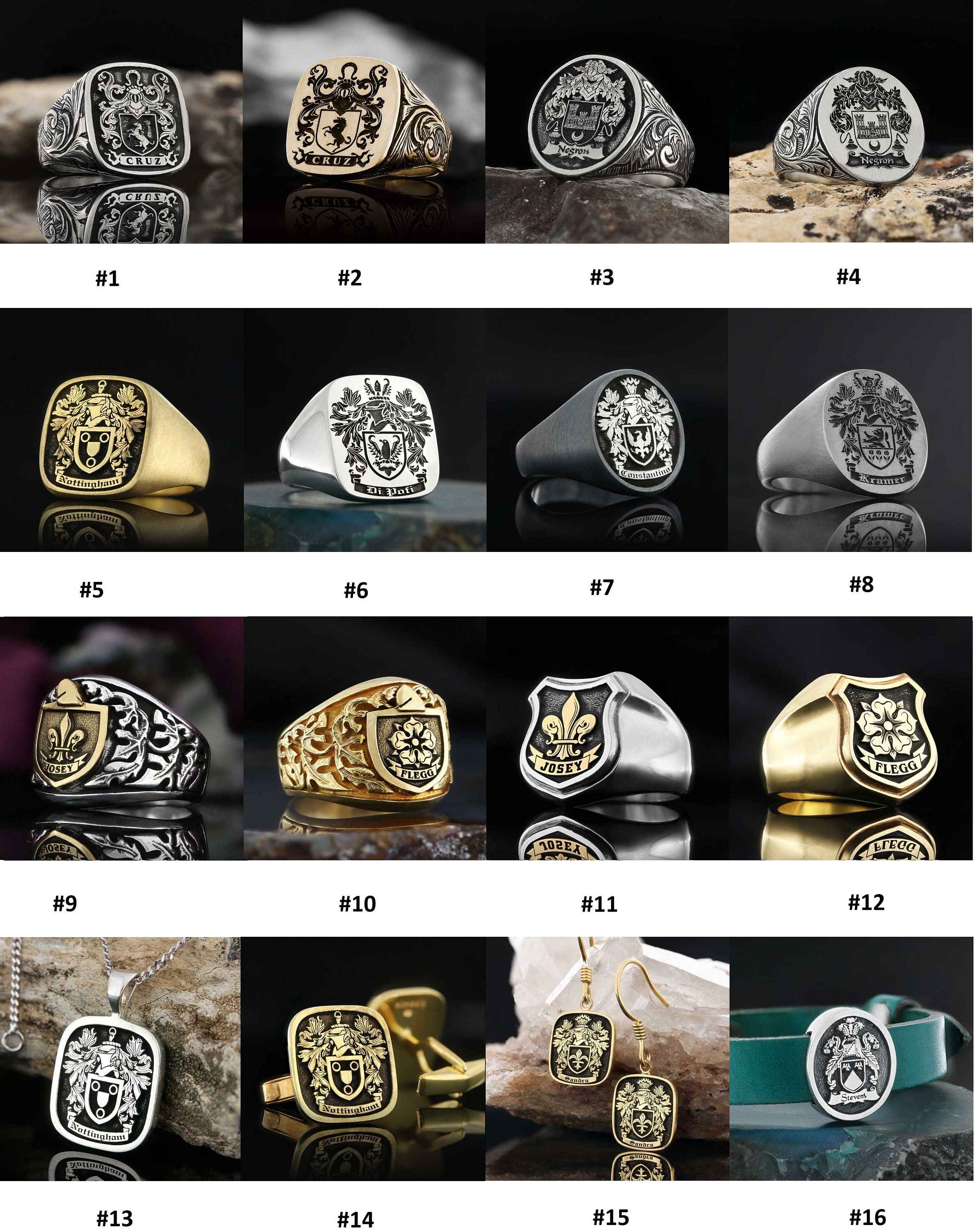 Silver Custom Signet Ring, Family Crest Rings, Coat of Arms Signet Ring ...