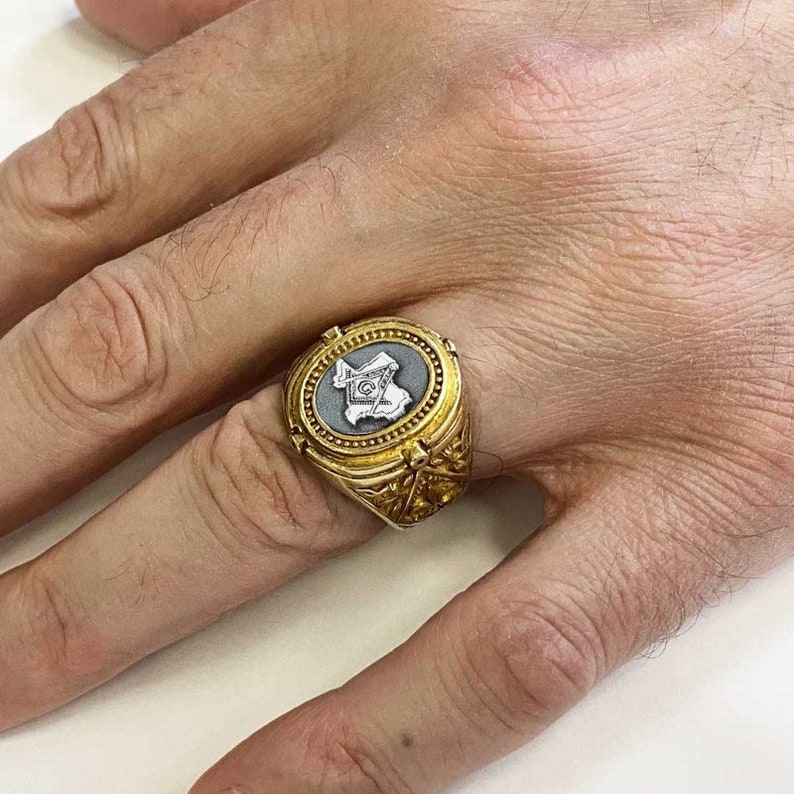 Silver Masonic State Ring, Masonic Country Map Ring, Customized Masonic ...