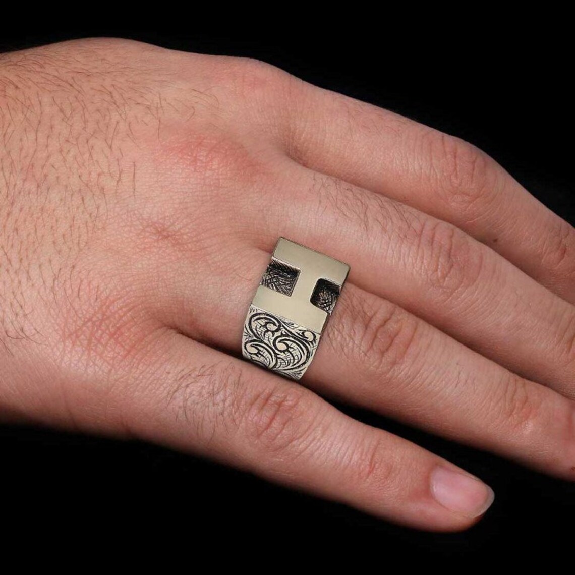 925 Sterling Silver Letter Ring Letter H Ring A-Z Initial - Etsy