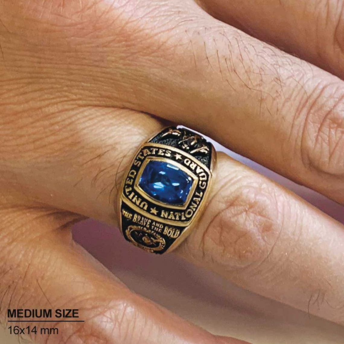 US National Guard Round Ring Silver US National Army Ring - Etsy