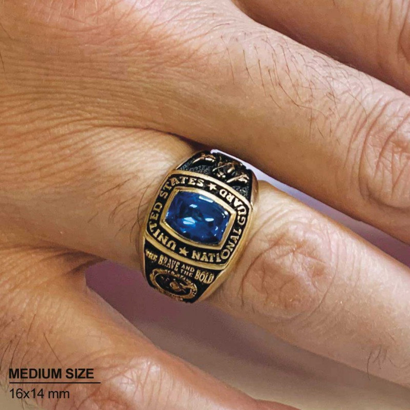 US National Guard Round Ring Silver US National Army Ring - Etsy