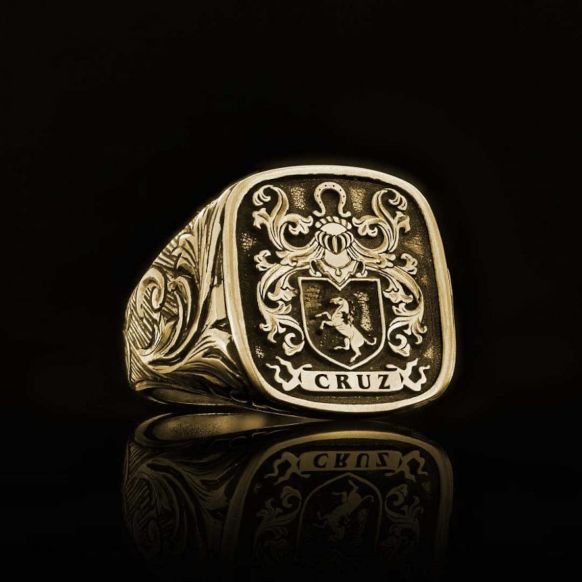 Customized Family Crest Ring, 925K Silver Custom Signet Ring, Family ...