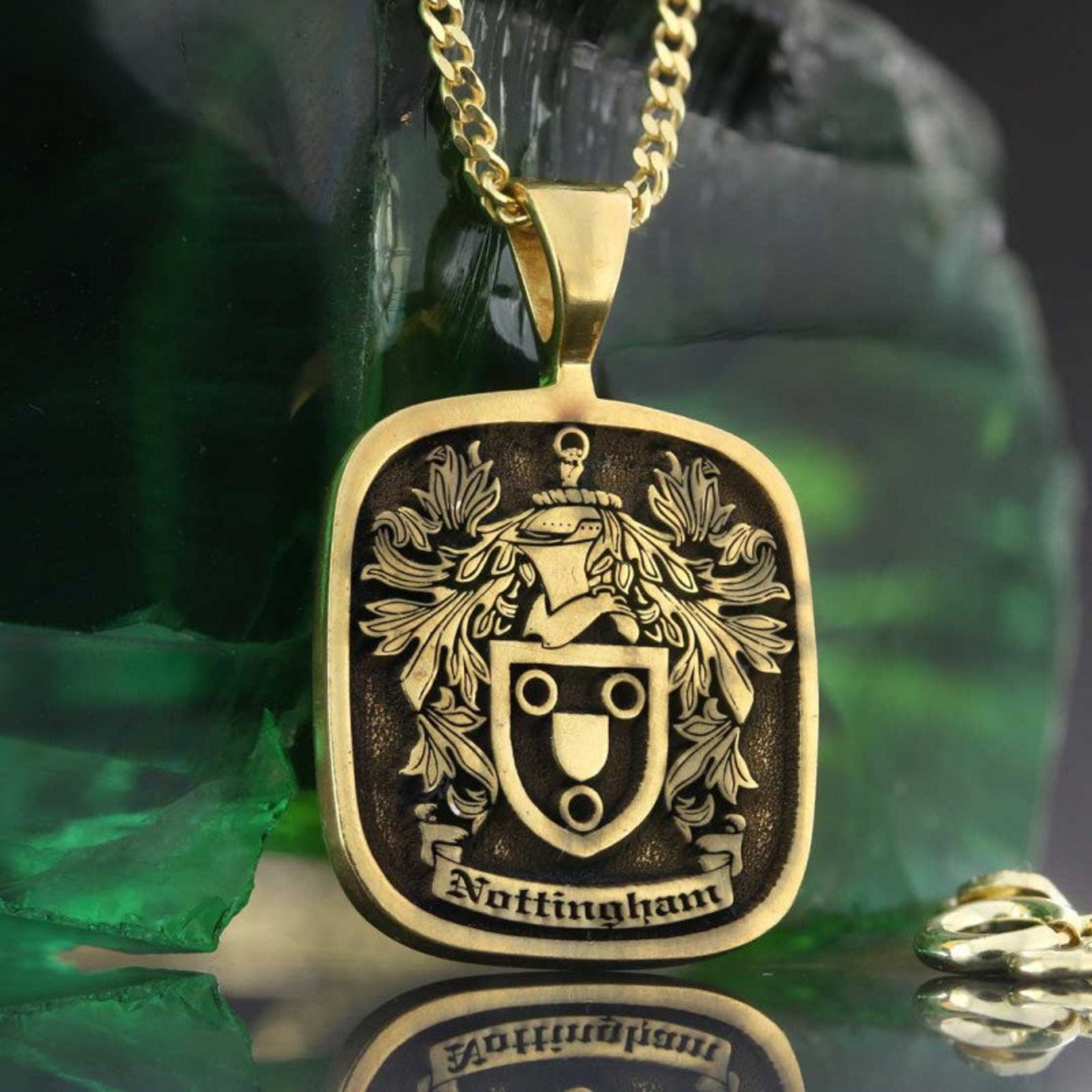 Personalized Family Crest Necklace, Gold Custom Coat of Arms Clan ...