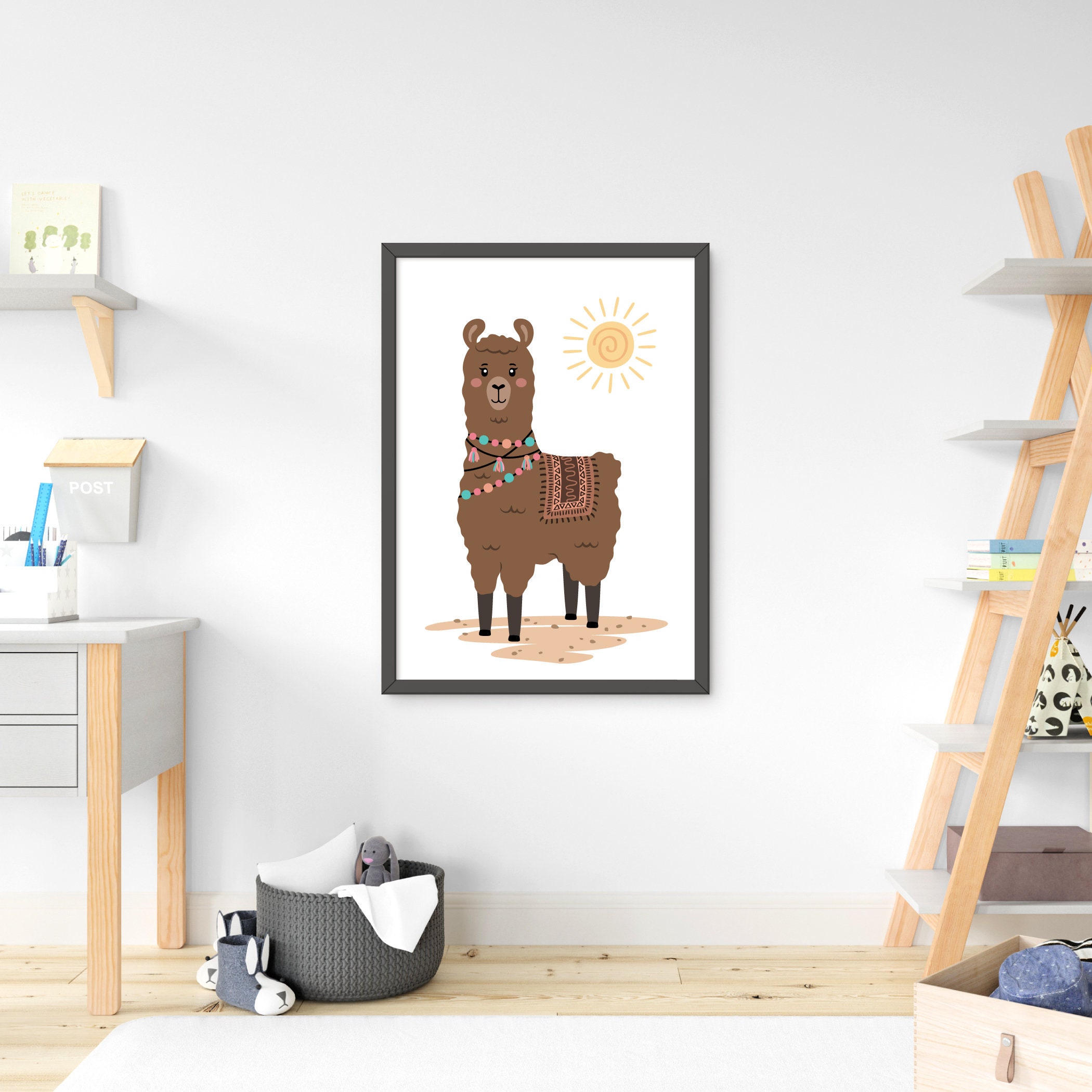 Llama Nursery Print, Llama Decor, Alpaca Art, Llama Baby Decor, Boho ...