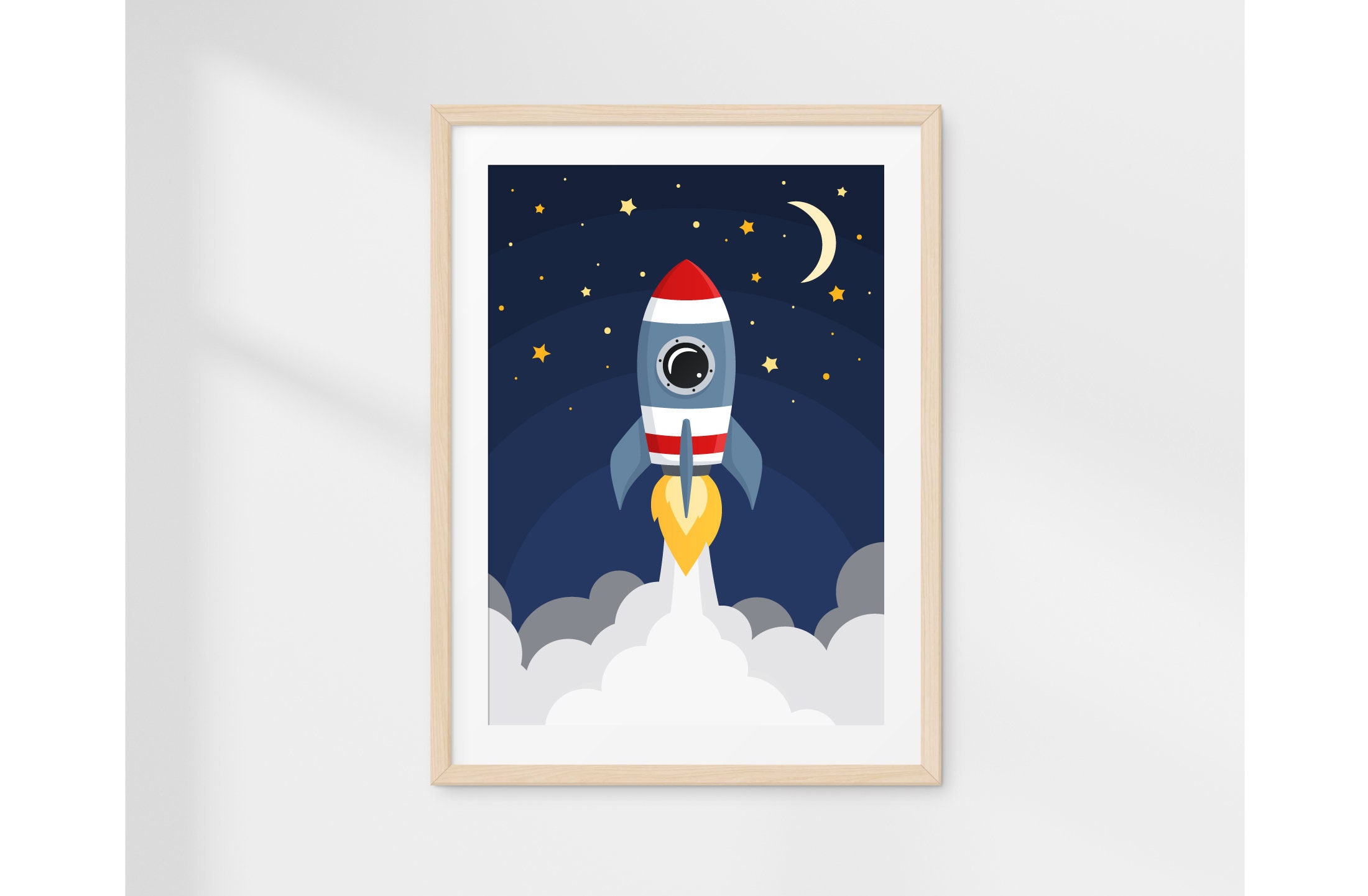 Rocket Spaceship, Space Rocket, Art Print for Boys and Girls Room ...
