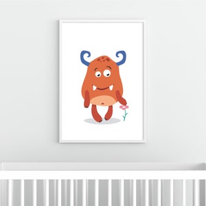 Kids Cute Monster Art Print, Monster Poster, Funny Monster Nursery Wall ...