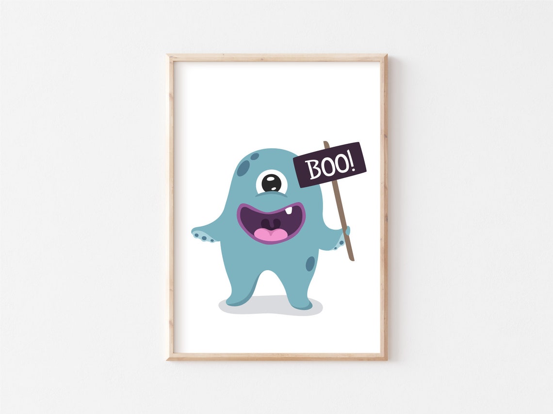 Kids Cute Monster Art Print, Monster Poster, Funny Monster Nursery Wall ...