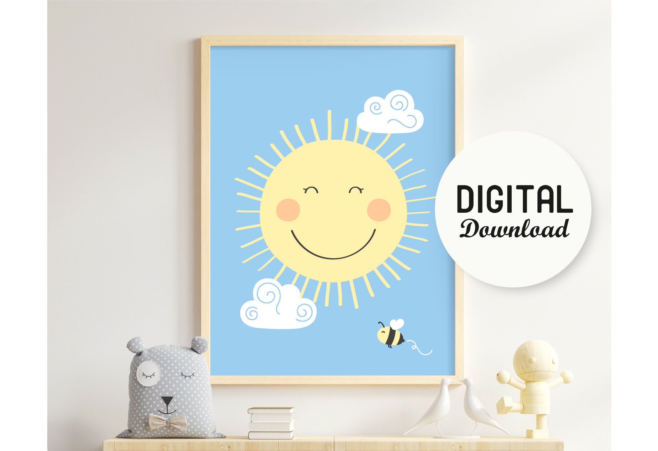 Sun Nursery Print, Sunshine Poster, Digital Nursery Decor, Printable ...