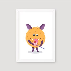 Kids Cute Monster Art Print, Monster Poster, Funny Monster Nursery Wall ...