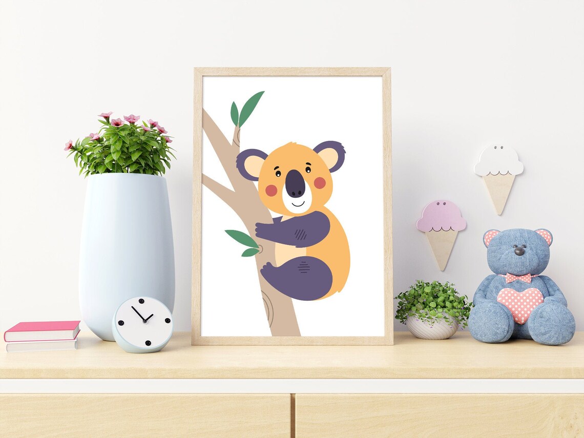 Koala Bear, Animal Nursery Print, Koala Nursery Decor, Kids Room Decor ...