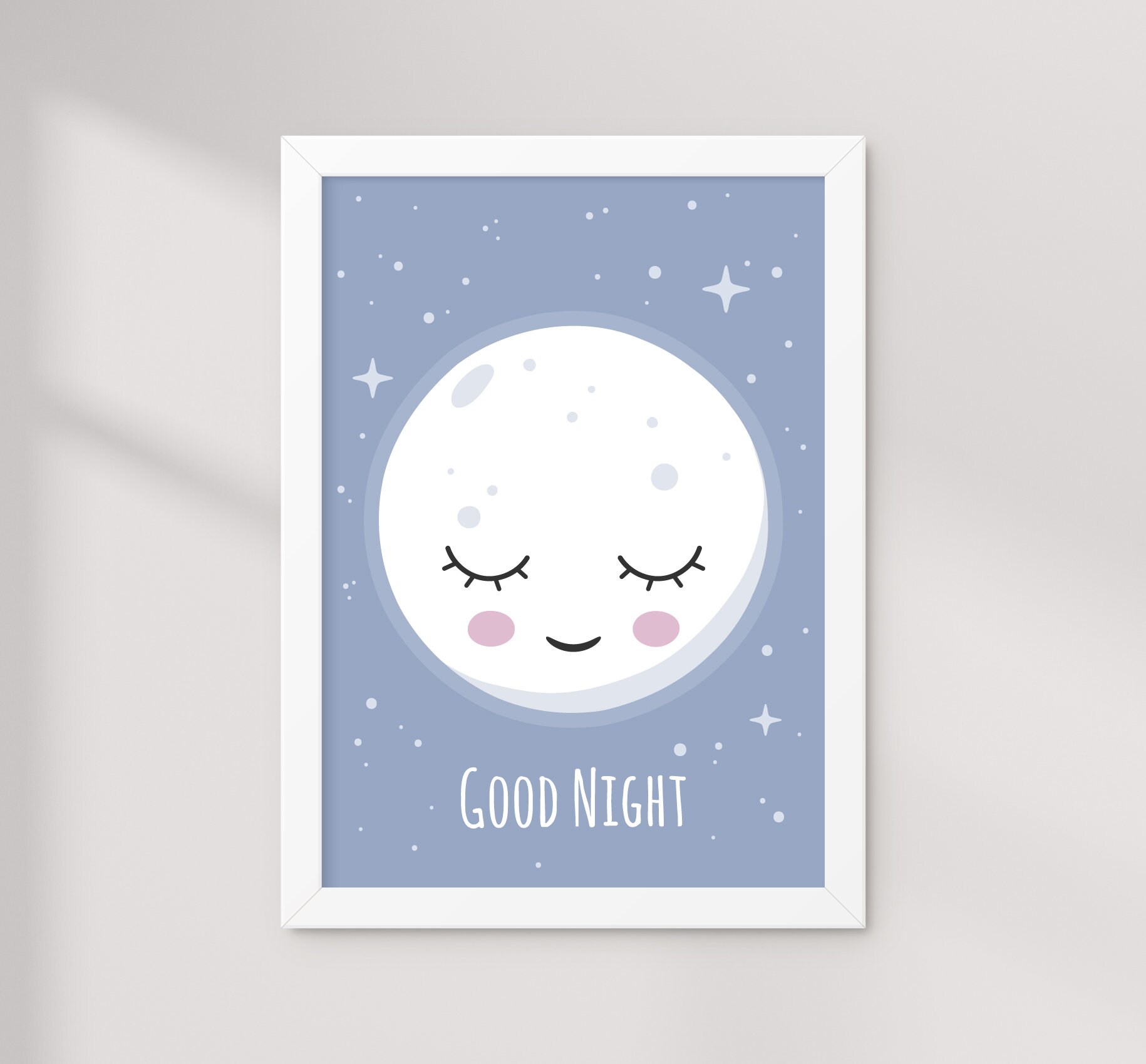 Good Night Moon, Nursery Moon Print, Sleeping Moon Print, Moon and ...