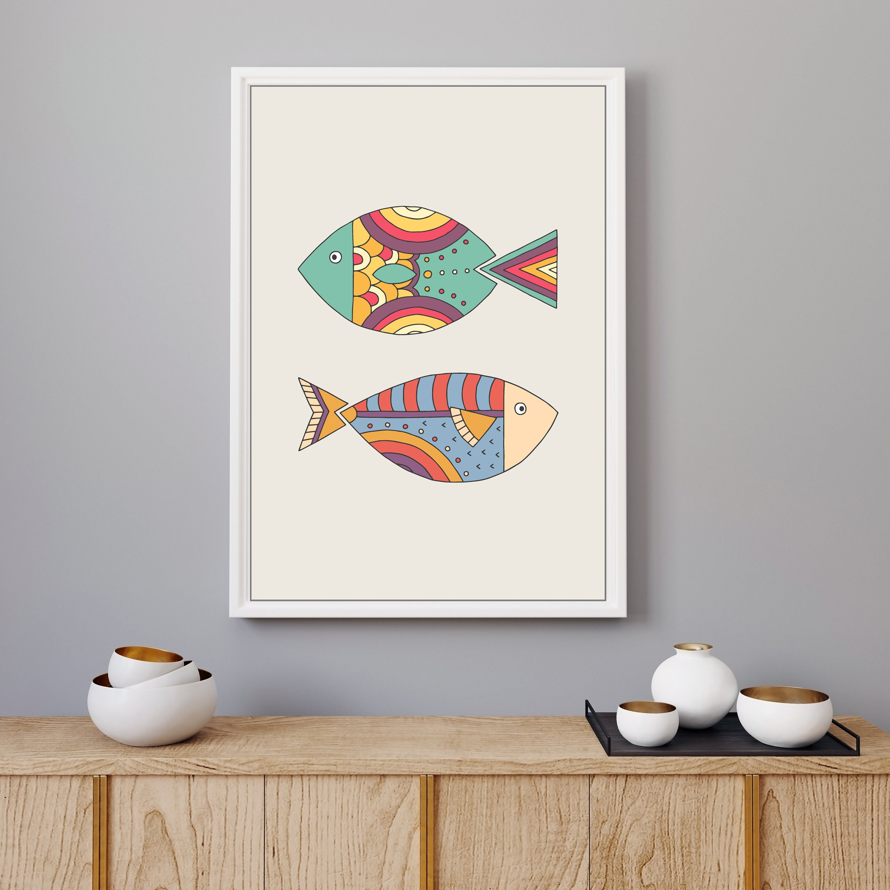 Retro Fish Wall Art, Fish Art Print, Fish Poster, Kitchen Art Print ...