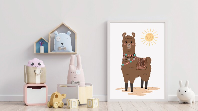 Llama Nursery Print, Llama Decor, Alpaca Art, Llama Baby Decor, Boho ...