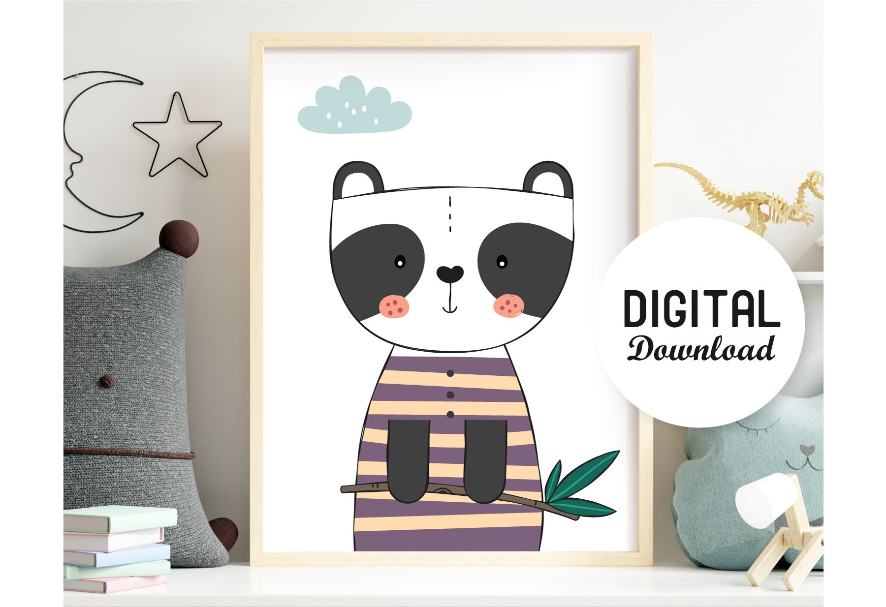 Panda impresión decoración de arte de pared de la guardería - Etsy España
