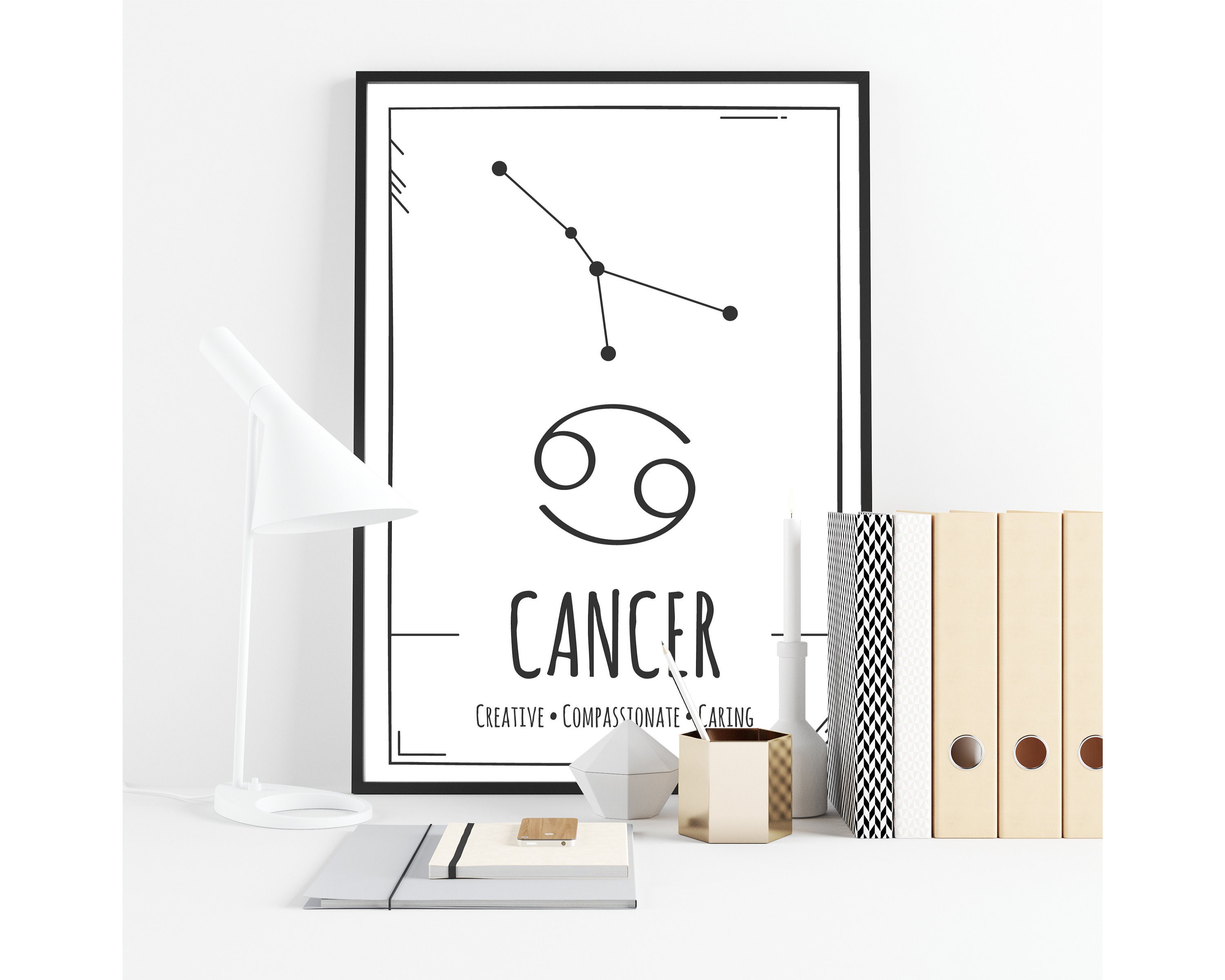 Cancer Zodiac Sign Print, Constellation Print, Star Sign Print ...