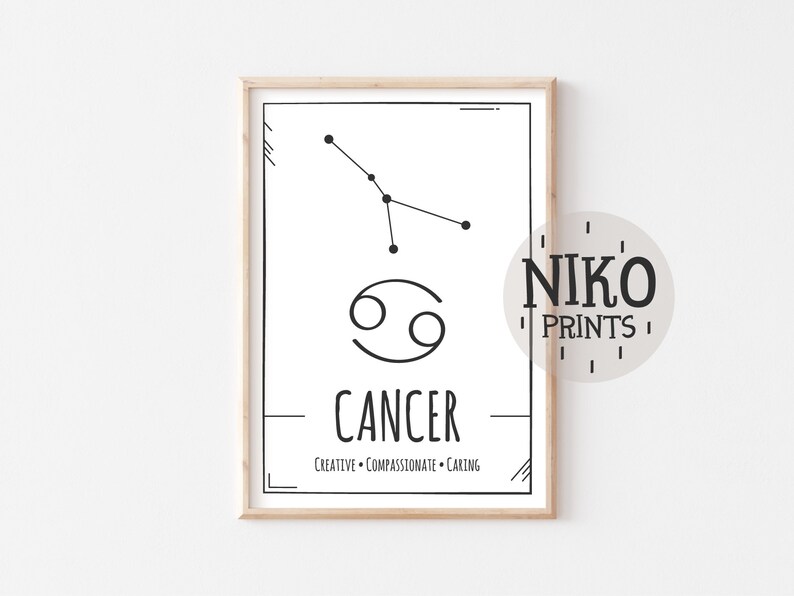 Cancer Zodiac Sign Print, Constellation Print, Star Sign Print ...