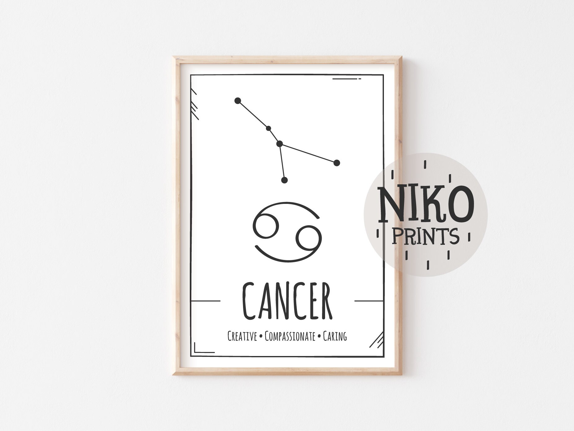Cancer Zodiac Sign Print, Constellation Print, Star Sign Print ...