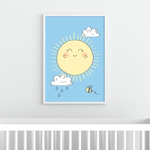 Sun Nursery Prints, Sunshine Poster, Sun Nursery Decor, Baby Shower ...