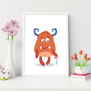 Kids Cute Monster Art Print, Monster Poster, Funny Monster Nursery Wall ...