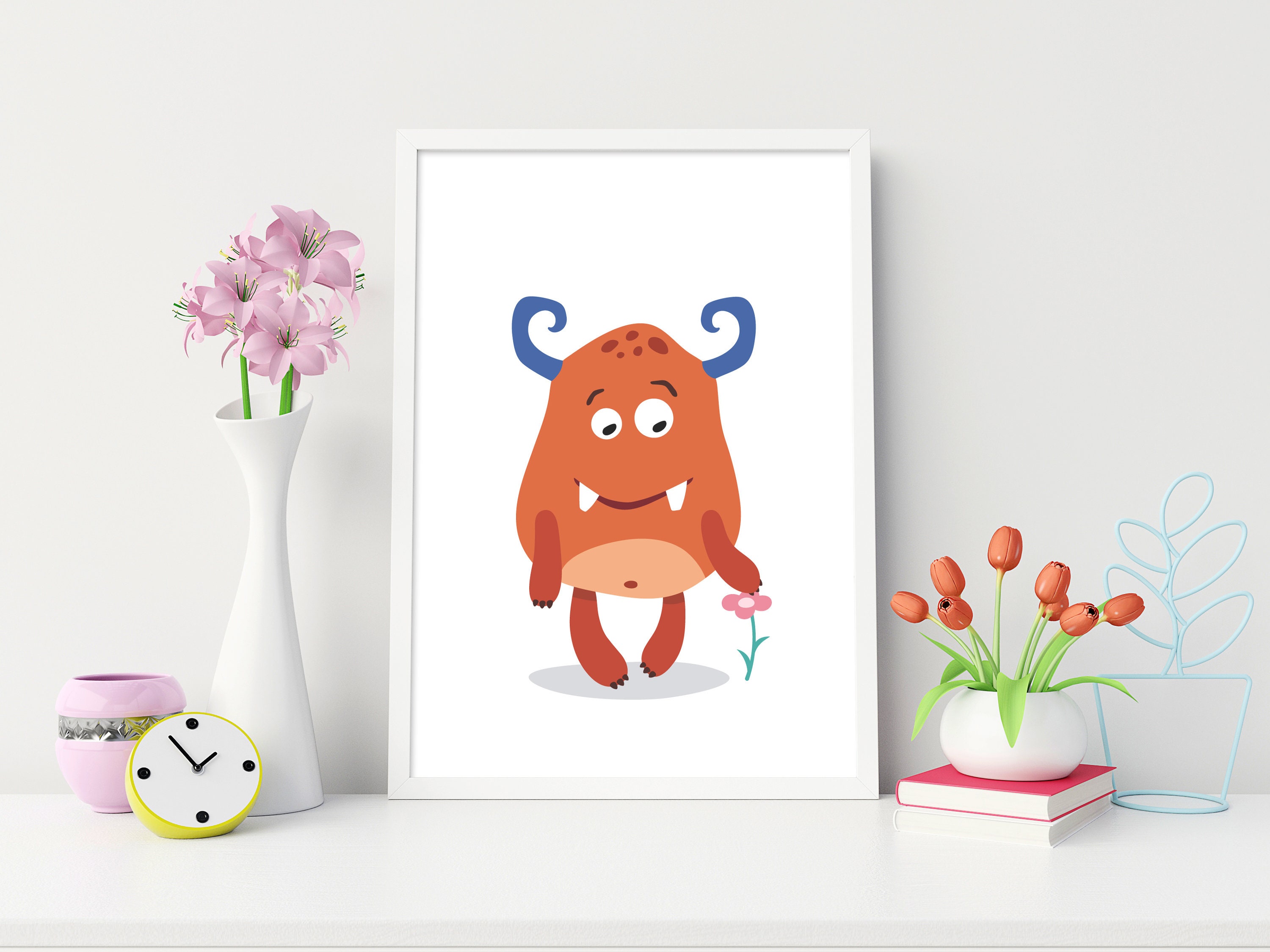 Kids Cute Monster Art Print, Monster Poster, Funny Monster Nursery Wall ...