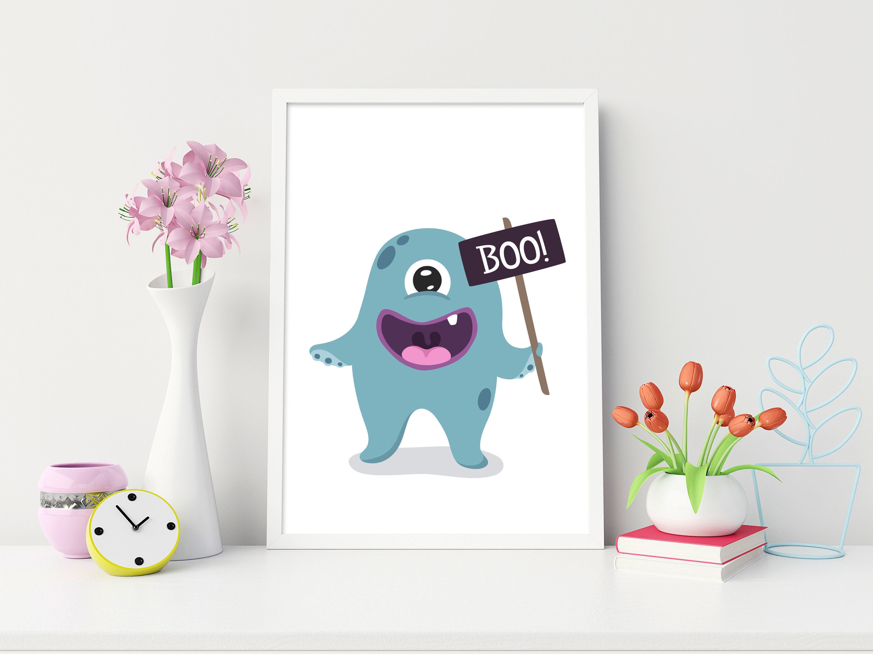 Kids Cute Monster Art Print, Monster Poster, Funny Monster Nursery Wall ...