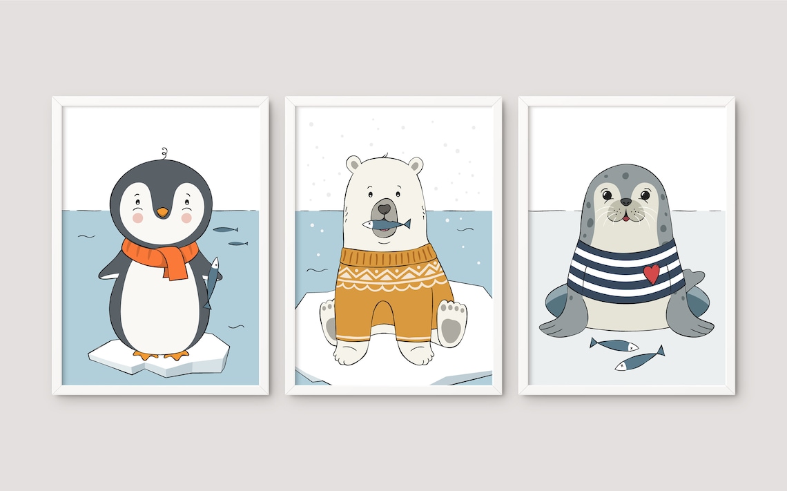 Polar Bear, Animal Nursery Print, Polar Bear Decor, Kids Room Decor ...
