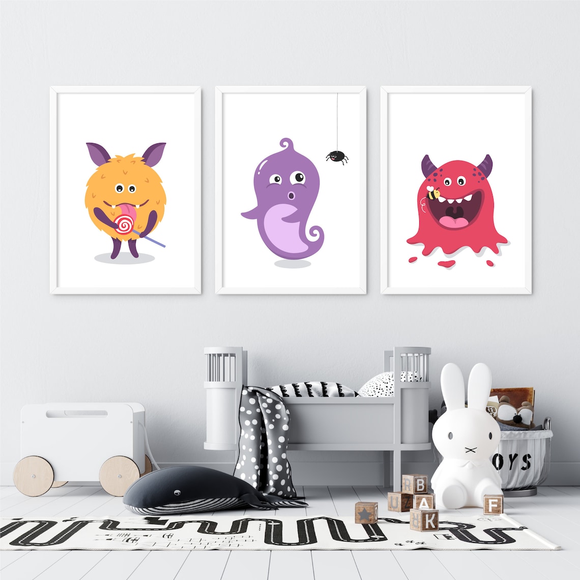 Kids Cute Monster Art Print, Monster Poster, Funny Monster Nursery Wall ...