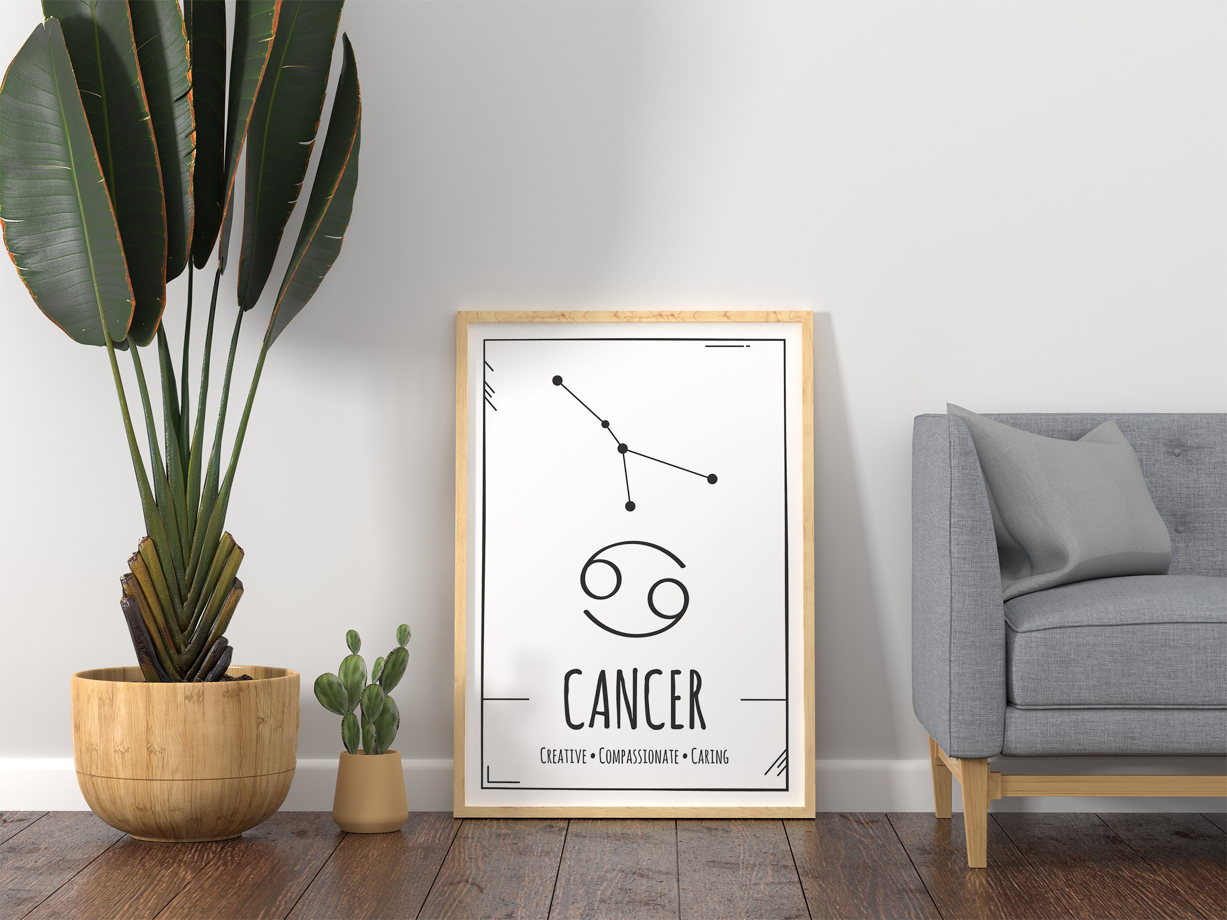 Cancer Zodiac Sign Print, Constellation Print, Star Sign Print ...