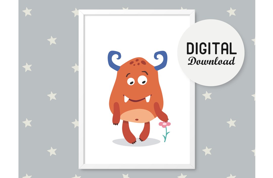 Little Monster Printable Nursery Art, Kids Cute Monster Art Print ...