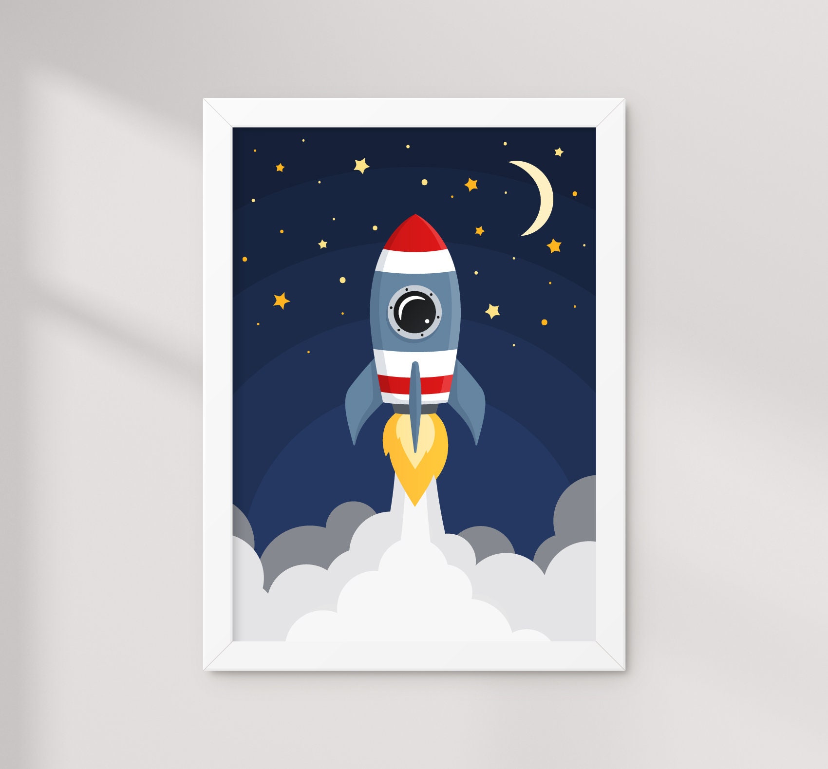 Rocket Spaceship, Space Rocket, Art Print for Boys and Girls Room ...