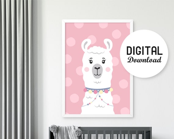 Llama Print Printable Nursery Wall Art Alpaca Print Baby | Etsy