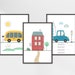 Set of 3 Nursery Prints, Transportation Prints, Car and School Bus Kids ...