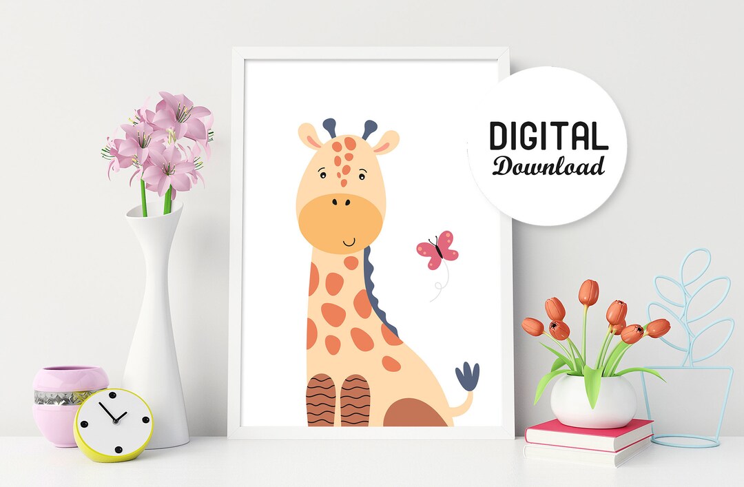 Giraffe Printable Nursery Art, Kids Cute Giraffe Art Print, Giraffe ...