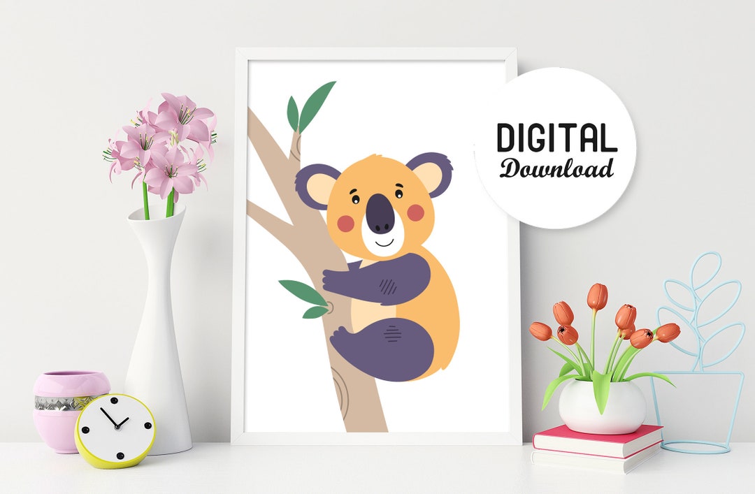 Koala Bear Printable Nursery Art, Kids Cute Koala Art Print, Koala ...