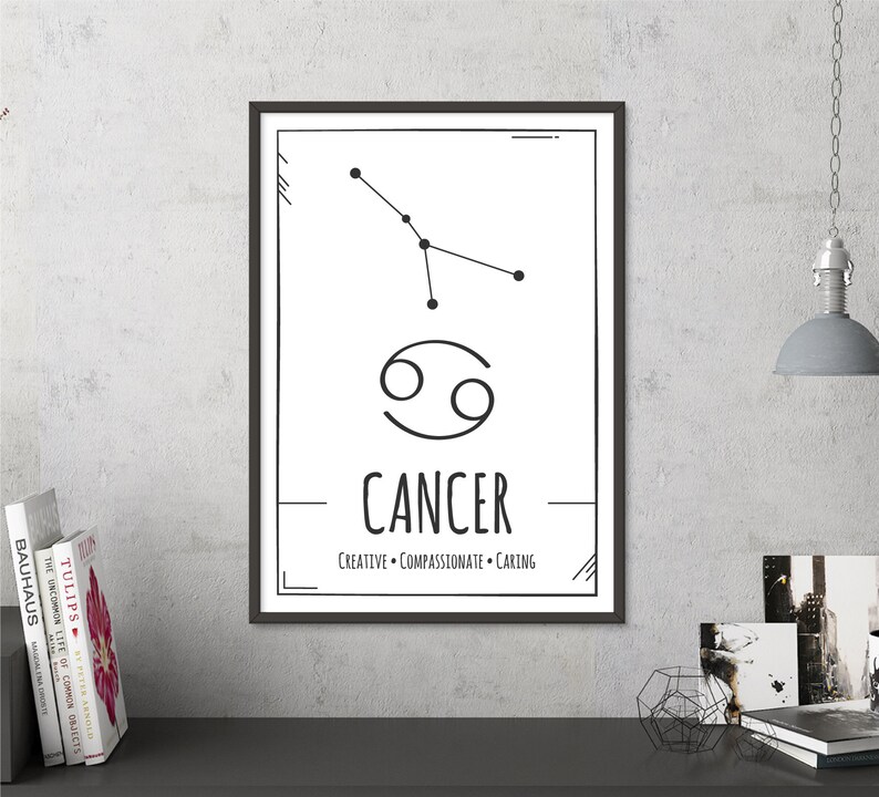 Cancer Zodiac Sign Print, Constellation Print, Star Sign Print ...