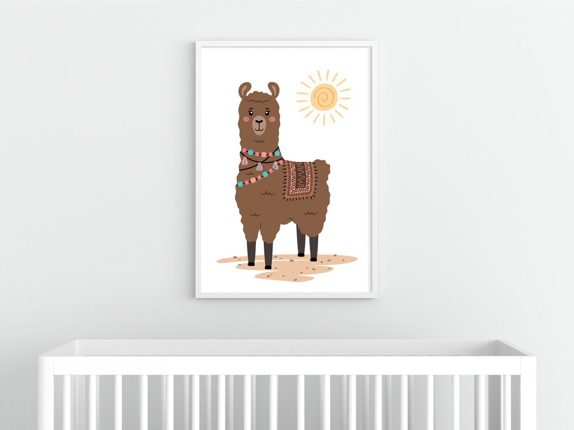 Llama Nursery Print, Llama Decor, Alpaca Art, Llama Baby Decor, Boho ...