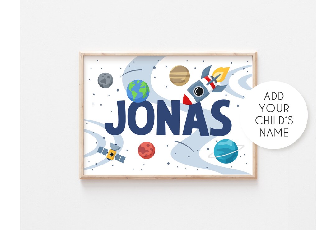 Personalised Name Print, Nursery Initial, Kids Name Print, Rocket ...