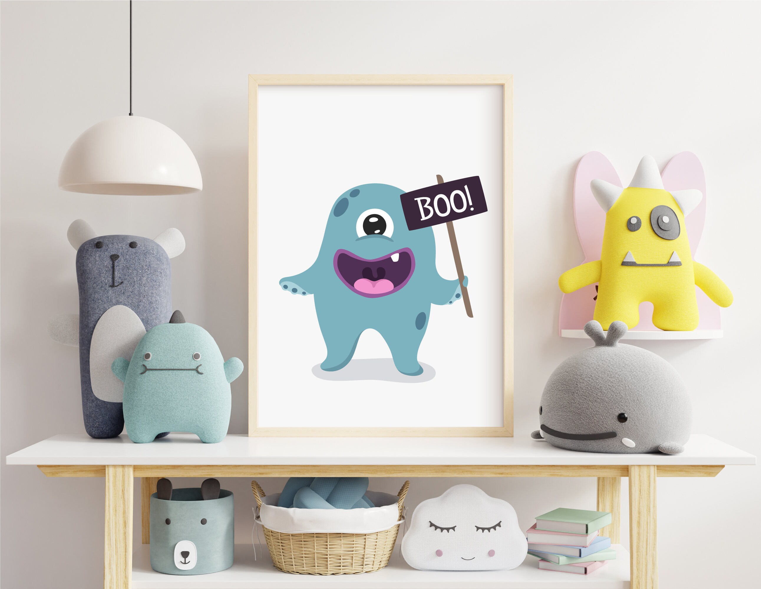 Kids Cute Monster Art Print, Monster Poster, Funny Monster Nursery Wall ...