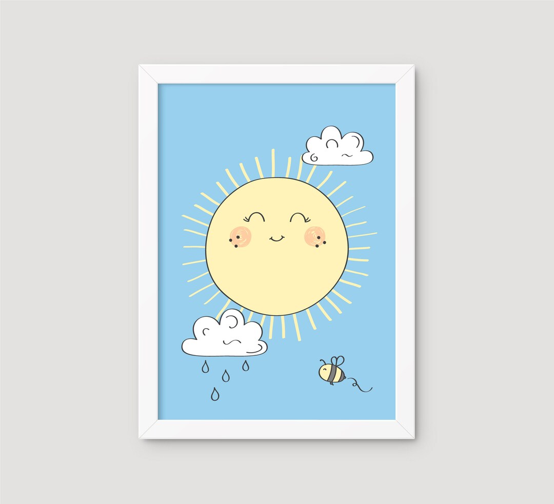 Sun Nursery Prints, Sunshine Poster, Sun Nursery Decor, Baby Shower ...