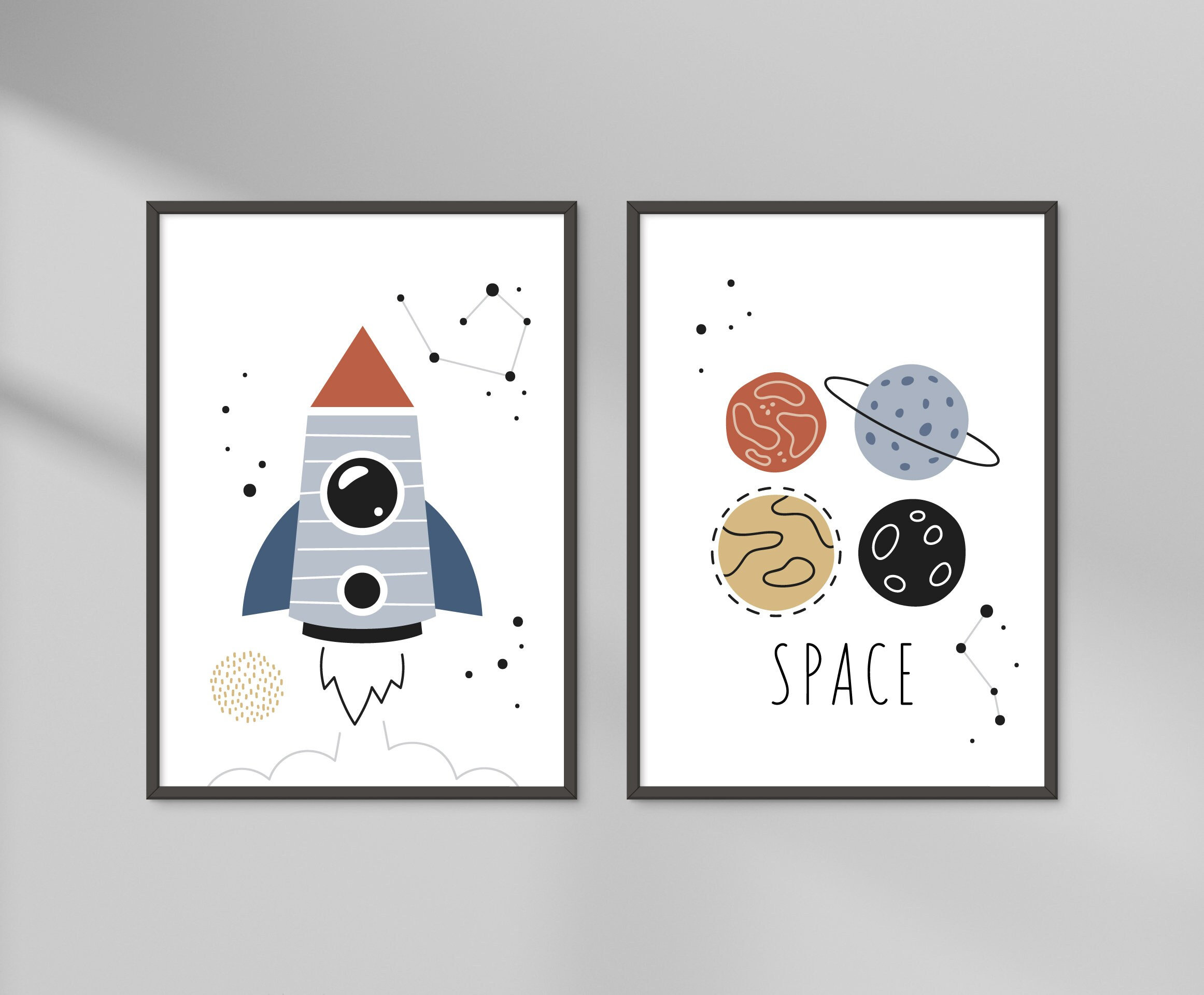 Space Wall Art, Space Theme Wall Decor, Rocket Poster, Solar System ...