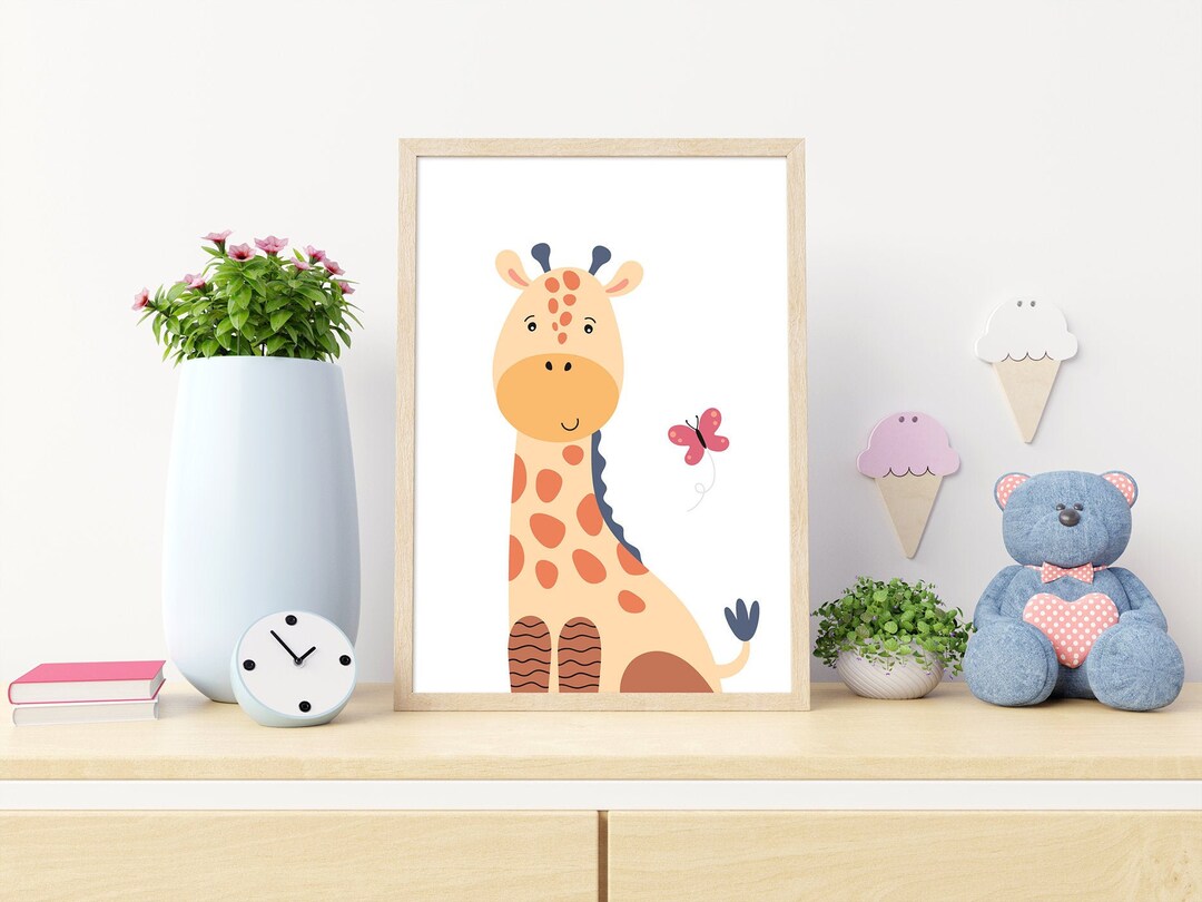 Cute Giraffe, Animal Nursery Print, Giraffe Nursery Decor, Kids Room ...