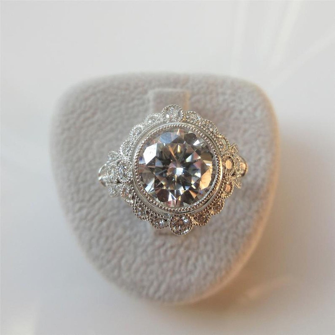 Art Deco Old European Cut Diamond Ring, Vintage Wedding Ring, Bezel Set ...